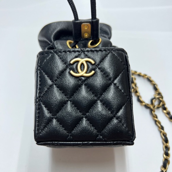 CHANEL | Bags | Chanel 0 Authentic Mini Drawstring Bucket Bag With ...